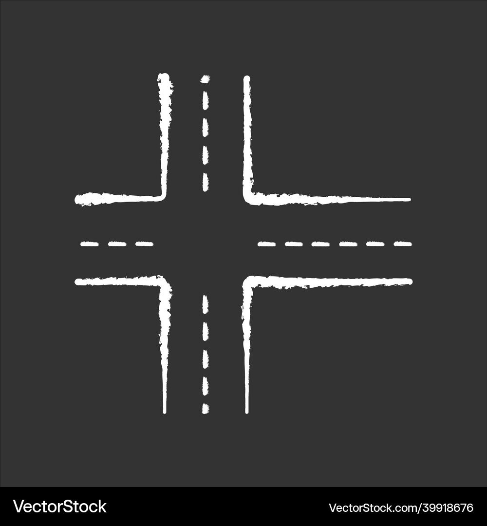 Crossroad chalk white icon on black background Vector Image