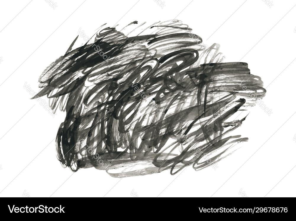 Dark gray ink watercolor doodles Royalty Free Vector Image