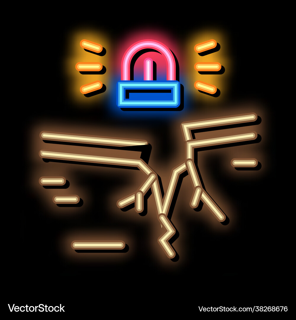 Earthquake signal neon glow icon Royalty Free Vector Image