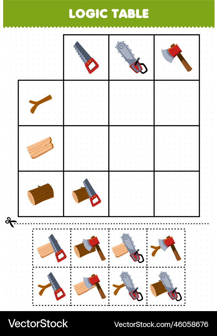 Education game for children logic table cartoon Vector Image
