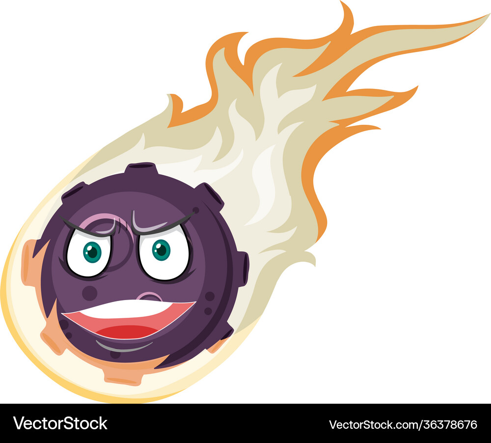 Flame meteor cartoon character with angry face Vector Image