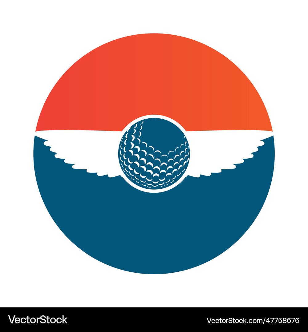 Golf ball with wings inside a shape of circle Vector Image