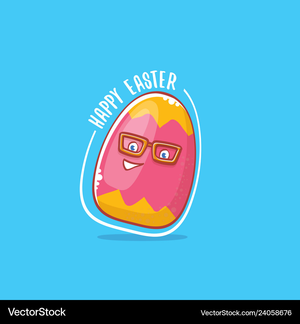 Happy easter cartoon greeting card with cute Vector Image