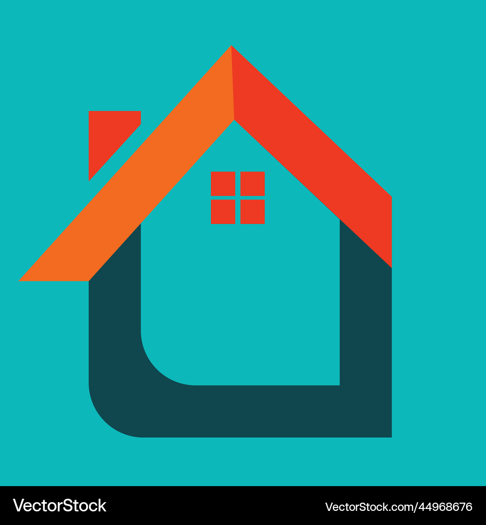 Home logo blue orange house icon Royalty Free Vector Image