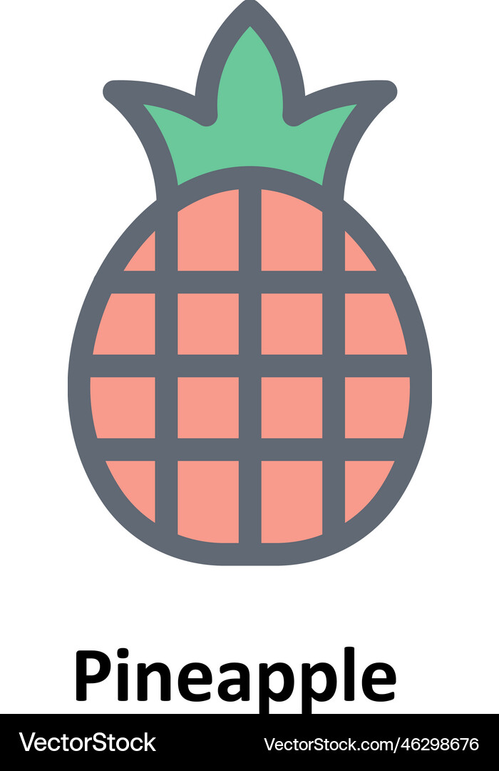 Pineapple fill outline icons simple sto Royalty Free Vector