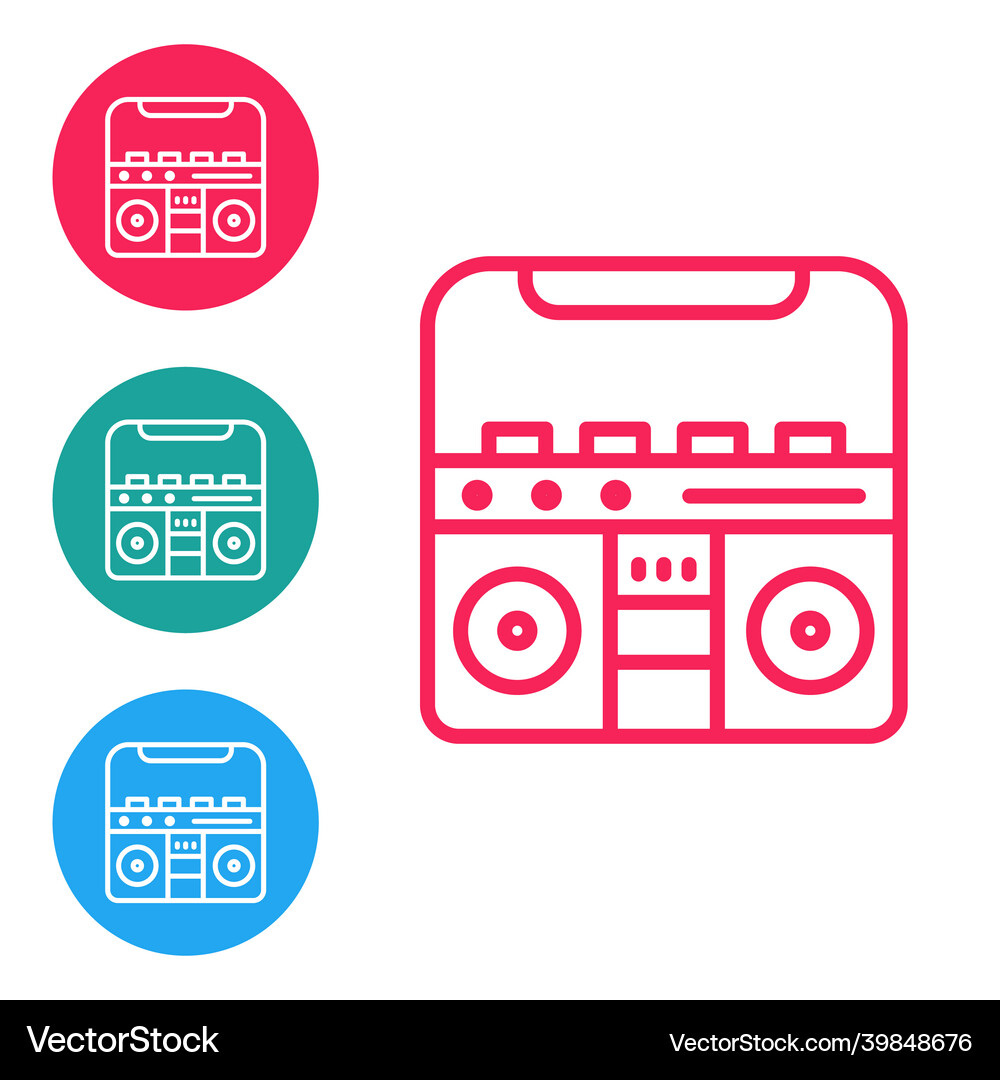 Red line home stereo with two speakers icon Vector Image