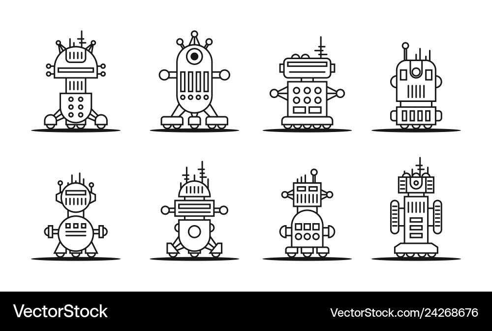Set of robot icons Royalty Free Vector Image - VectorStock