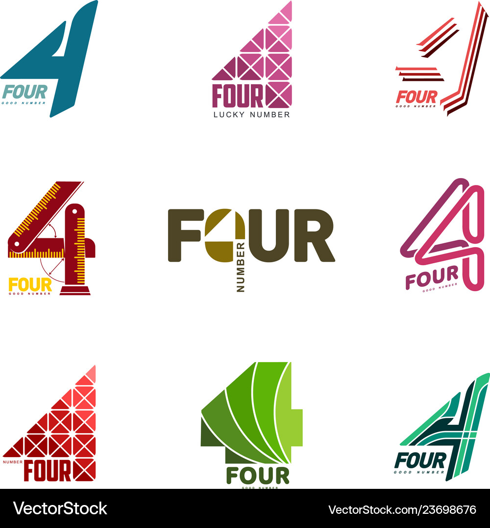 Two colors graphic number four logo templates Vector Image