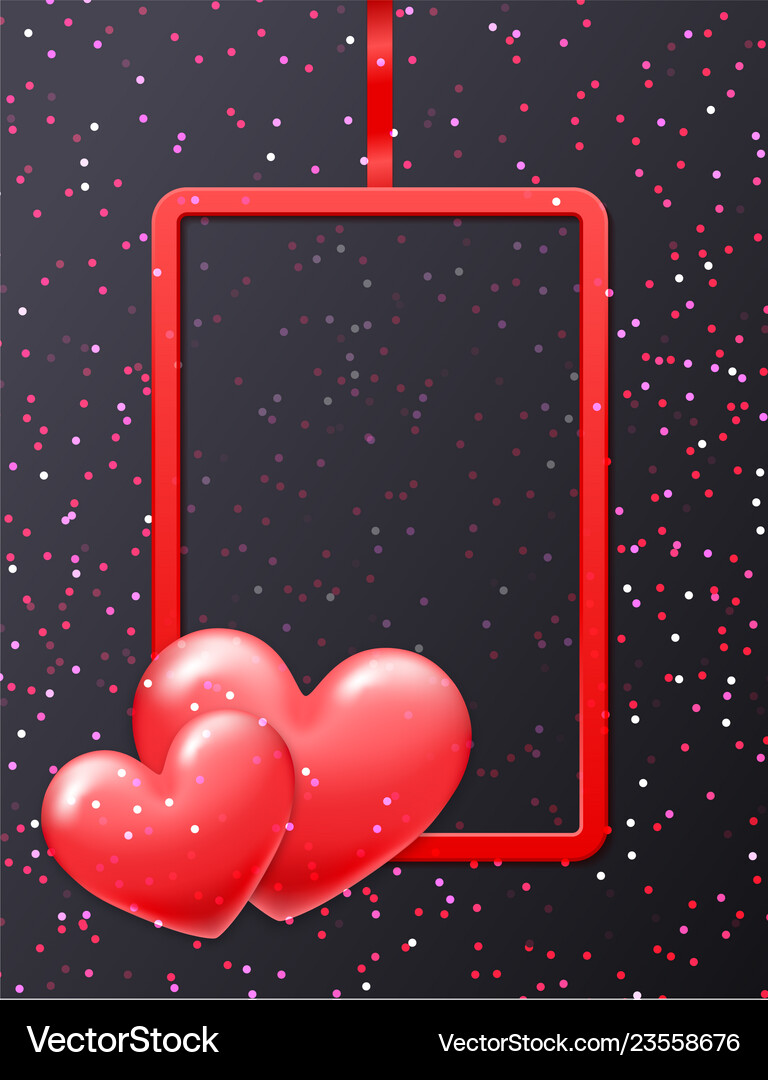 Valentines day holiday red frame with shiny heart Vector Image