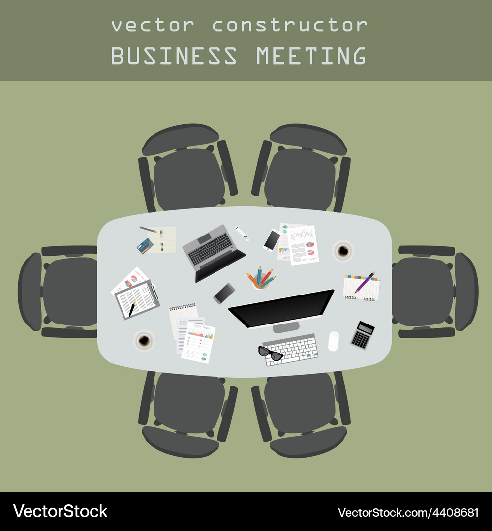 Business meeting working place in flat design Vector Image