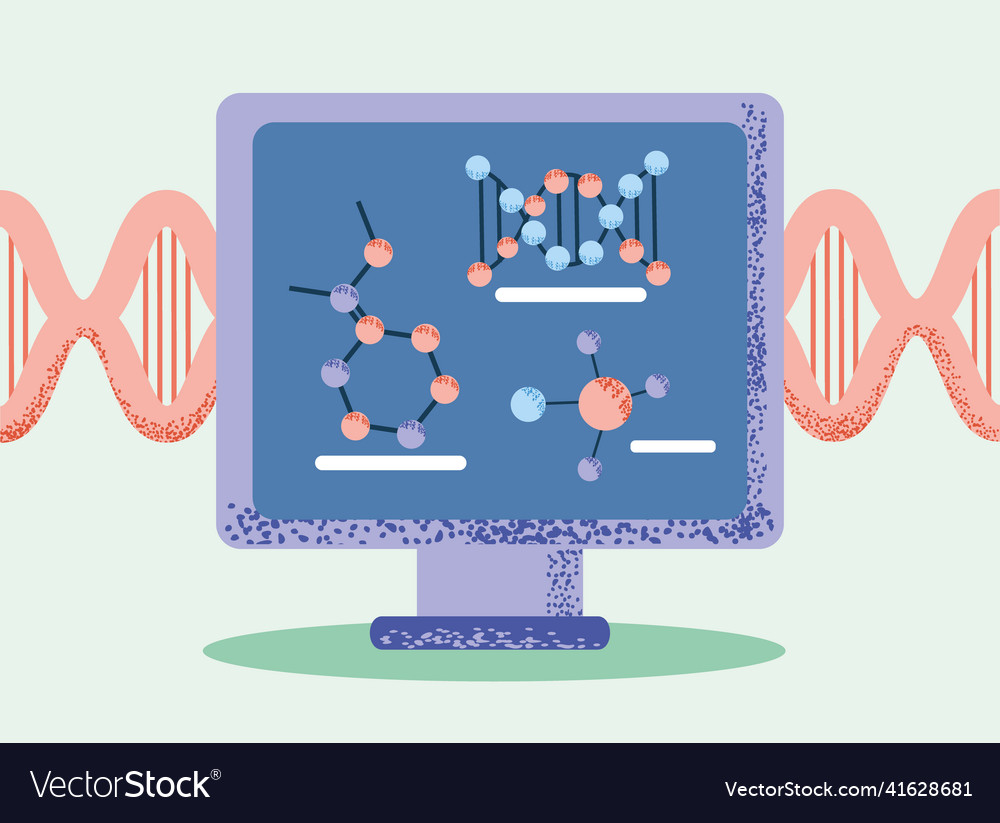 Computer dna genetic study Royalty Free Vector Image