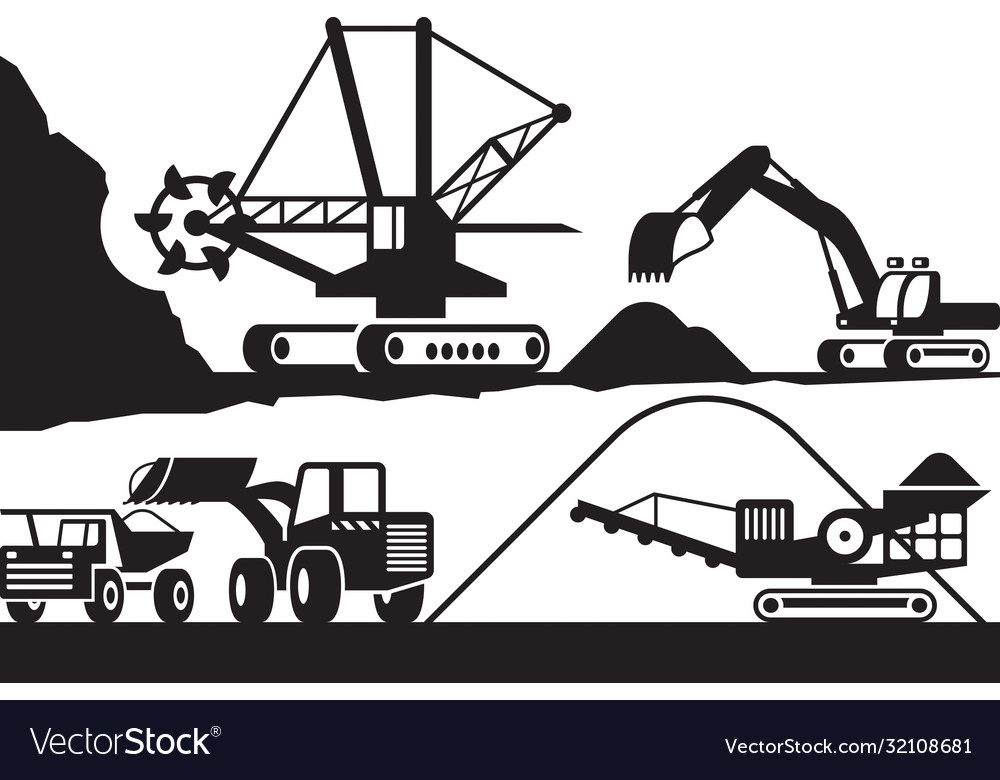 Extraction and processing ore from open pit Vector Image