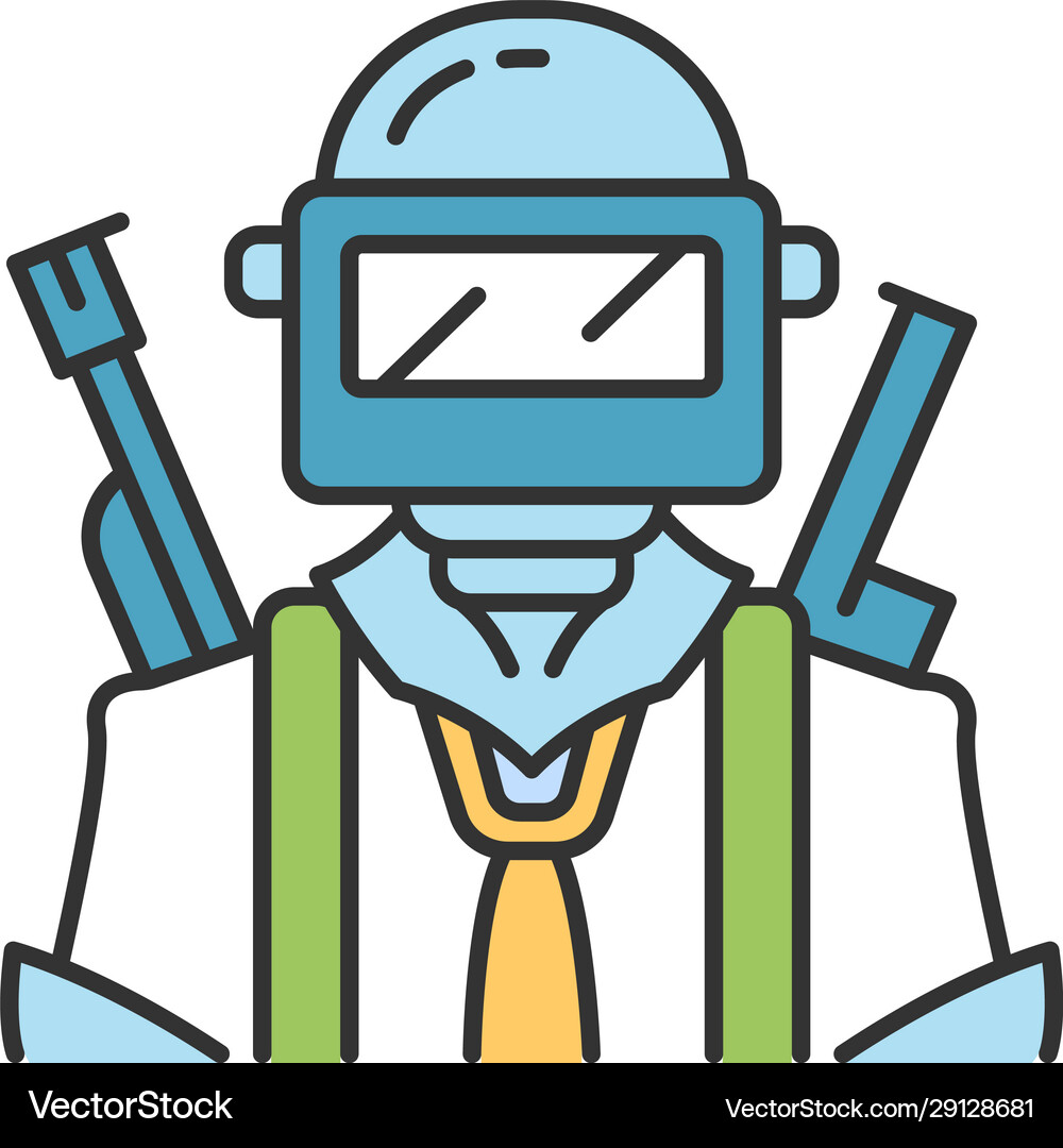 Game soldier color icon player with weapon Vector Image