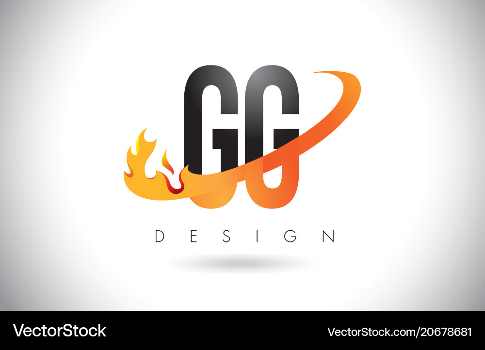 Gg g letter logo with fire flames design Vector Image