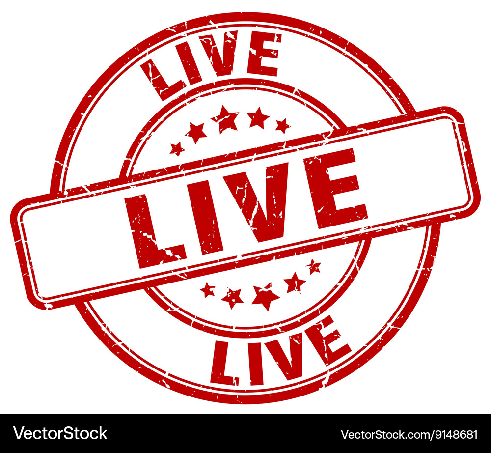 Live red grunge round vintage rubber stamp Vector Image