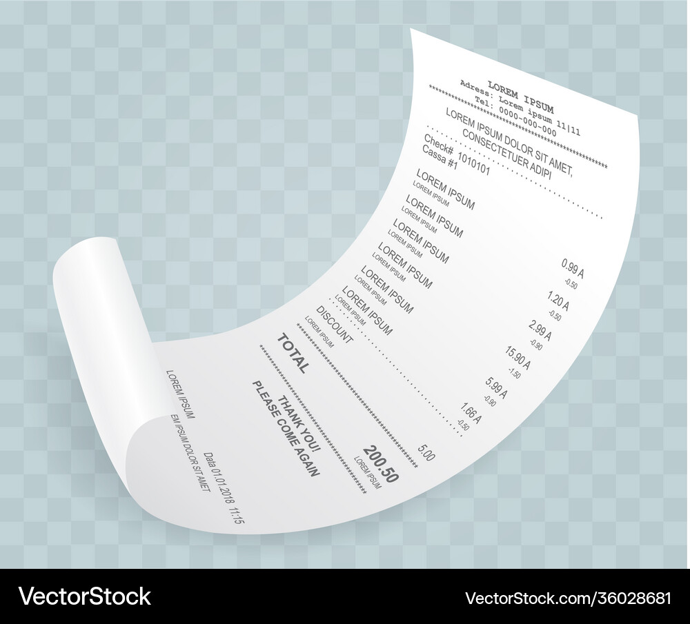 Payment check isometric buying financial invoice Vector Image