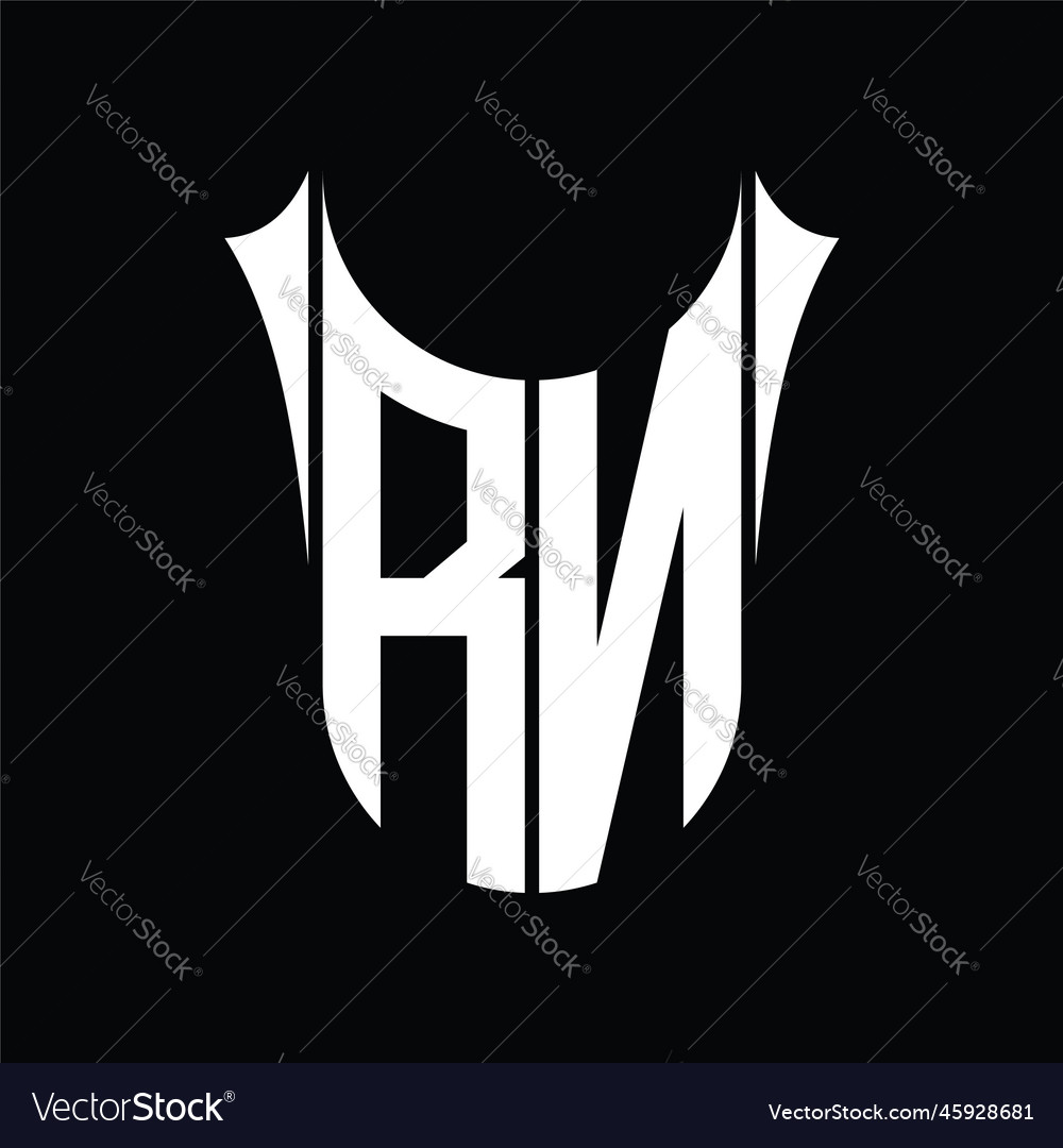 Rn logo monogram shield sharp half round shape Vector Image