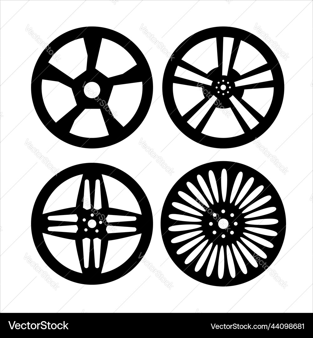 Set of alloy wheels Royalty Free Vector Image - VectorStock