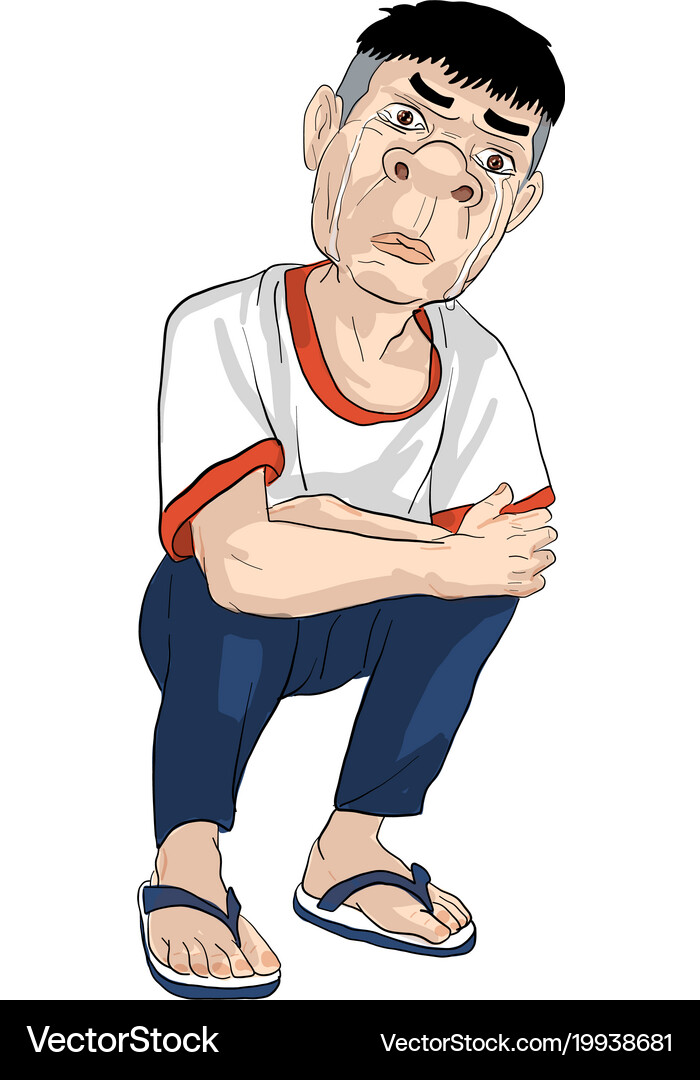 Sticker line man action cartoon Royalty Free Vector Image