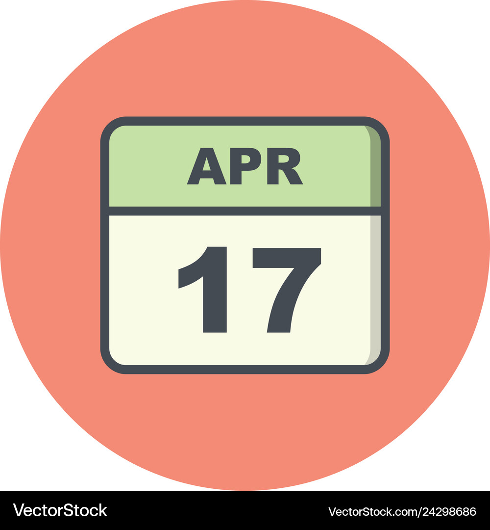 April 17th date on a single day calendar Vector Image