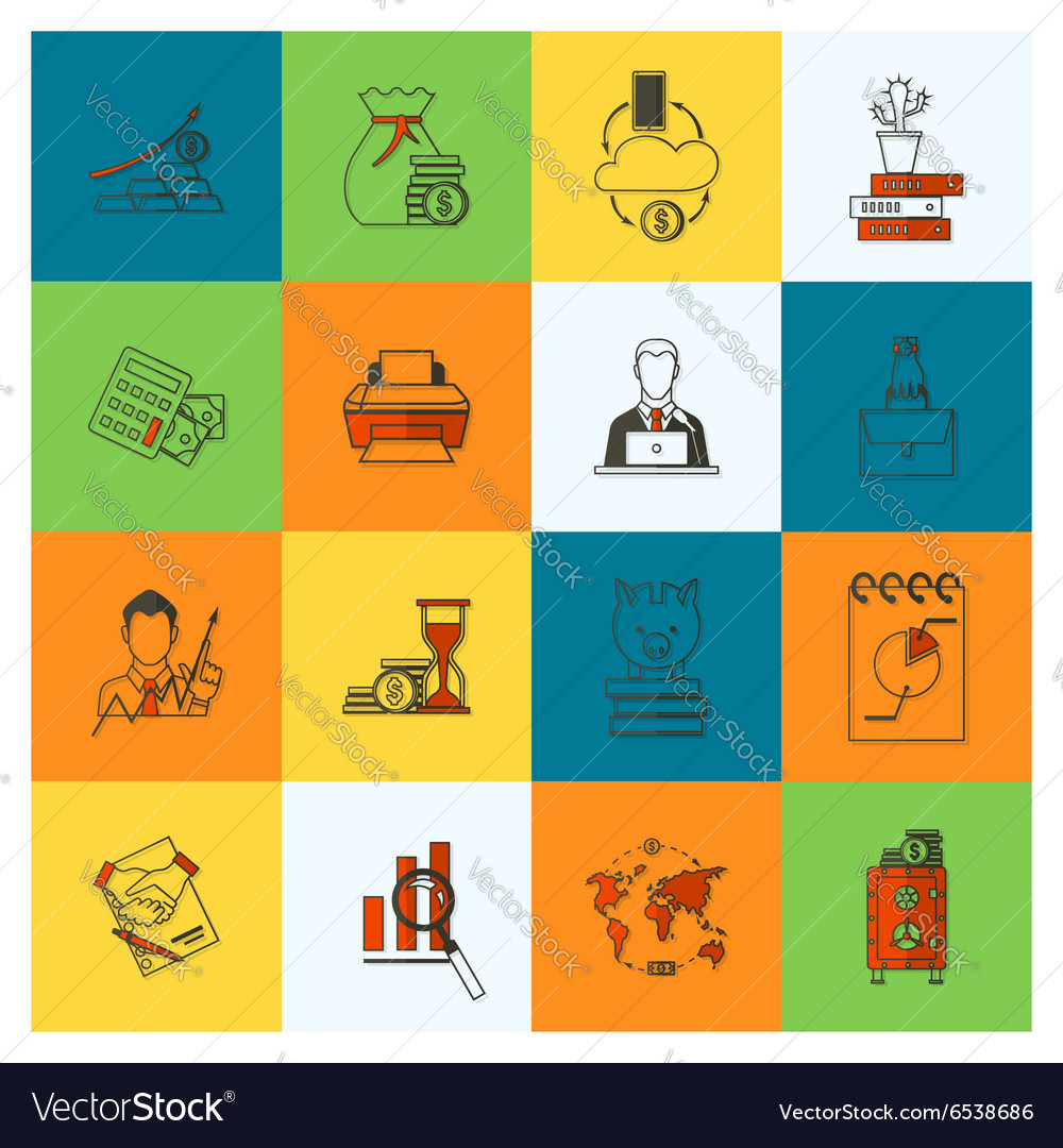 Business and finance icon set Royalty Free Vector Image