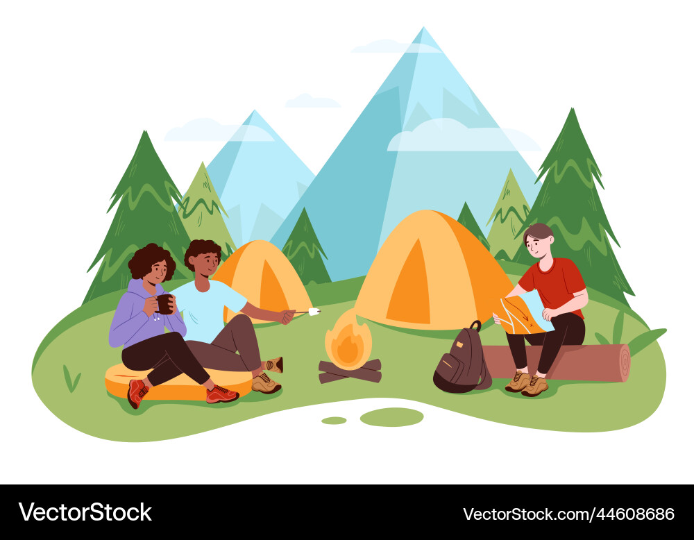 Campfire or fireplace camping Royalty Free Vector Image
