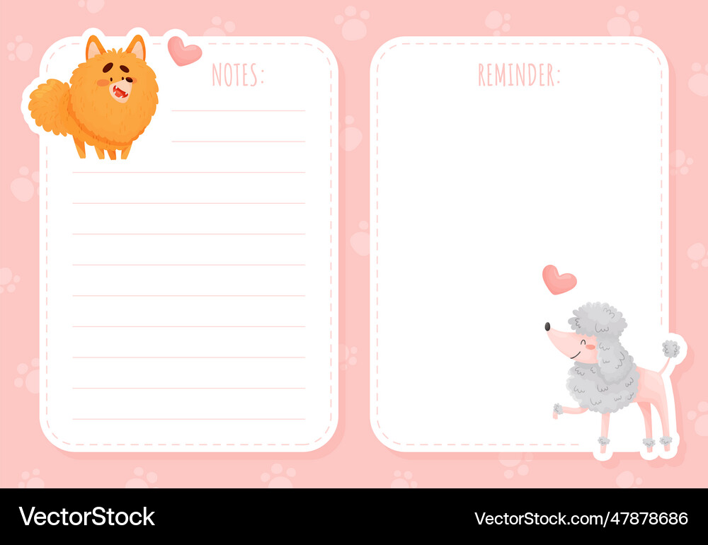 Cartoon dog character note or reminder card Vector Image