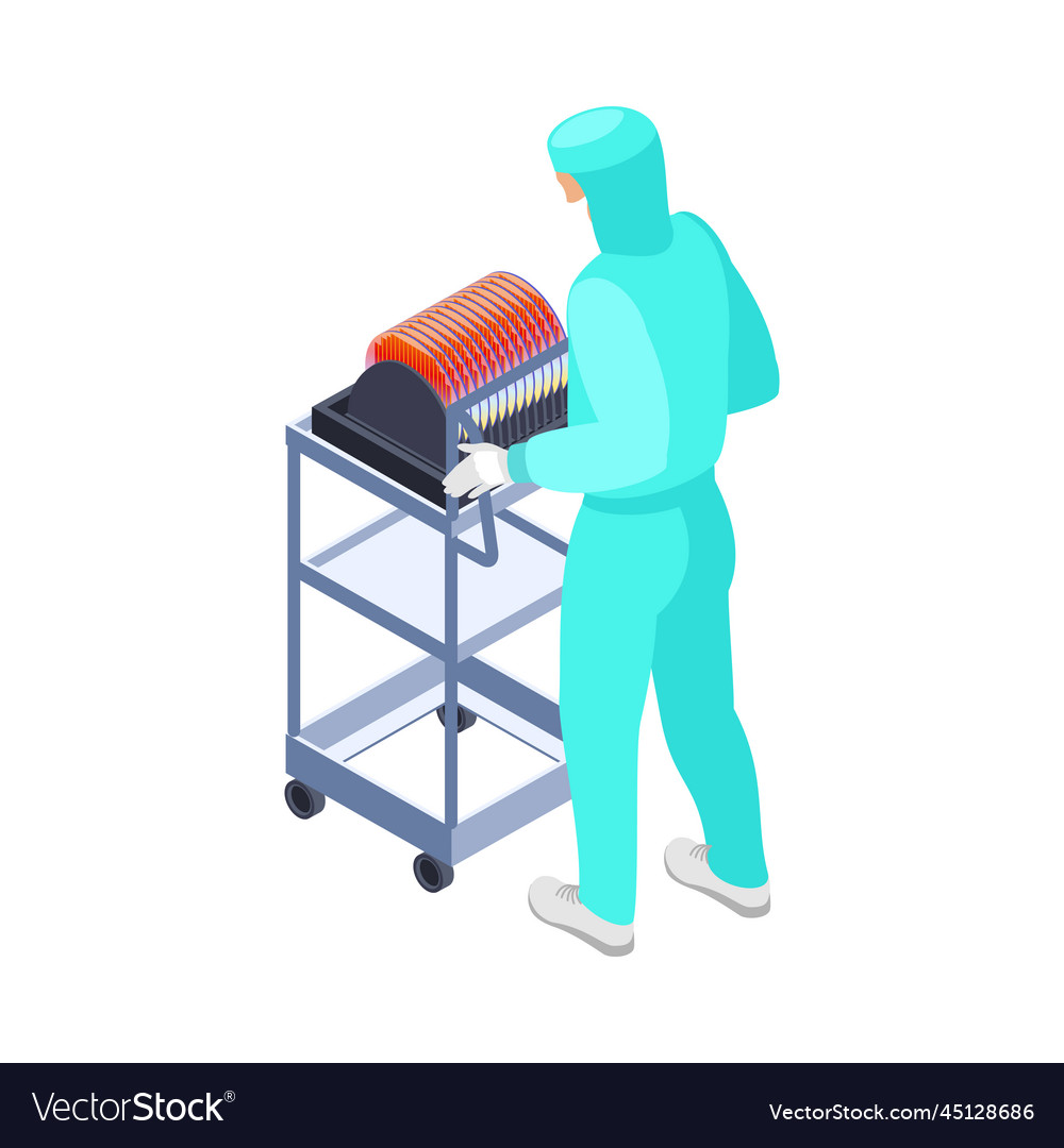 Semiconductor production worker composition Vector Image