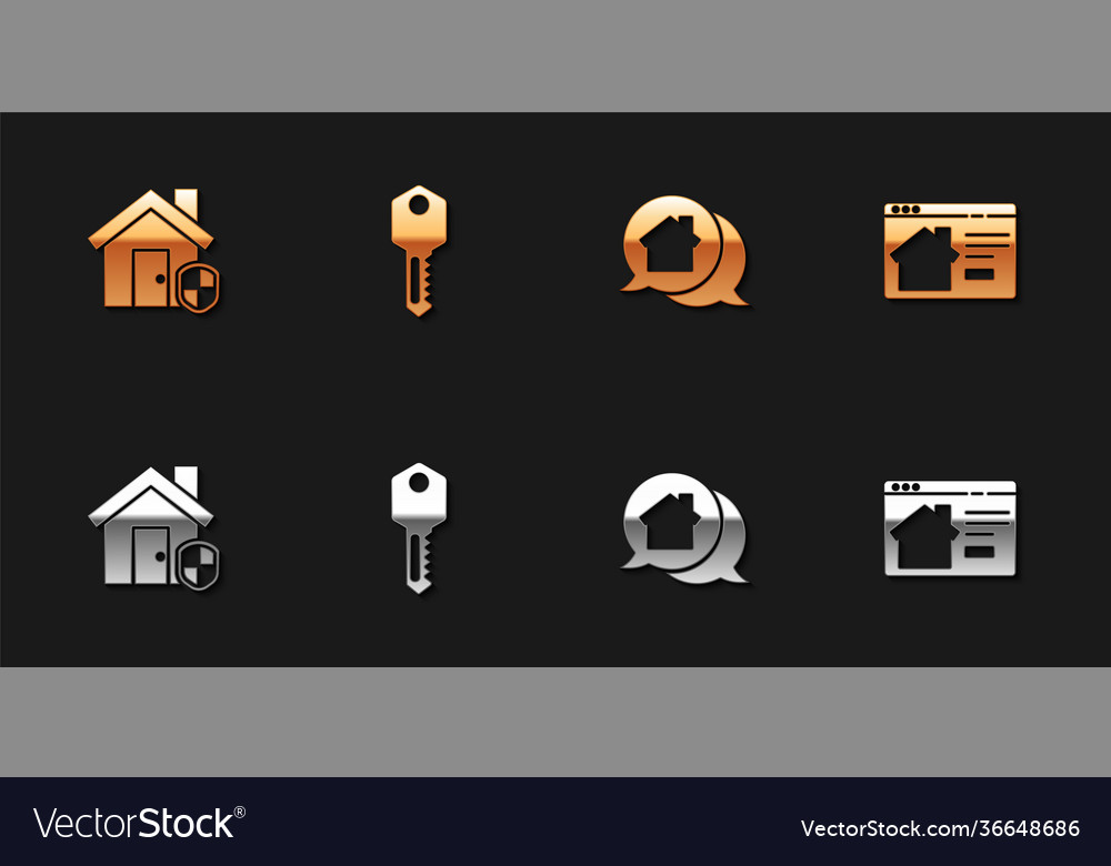 Set House Under Protection Key Real Estate Vector Image