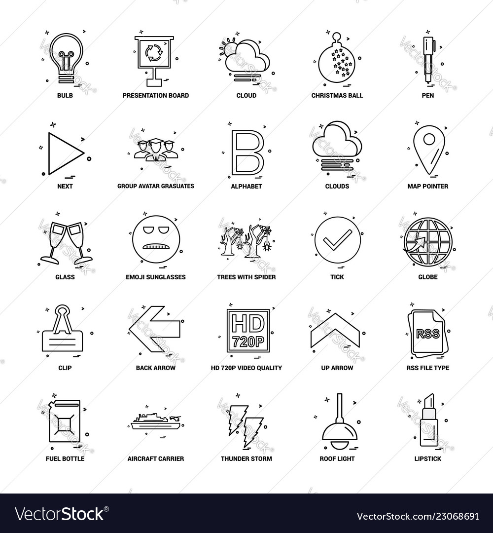 25 business concept mix line icon set Royalty Free Vector