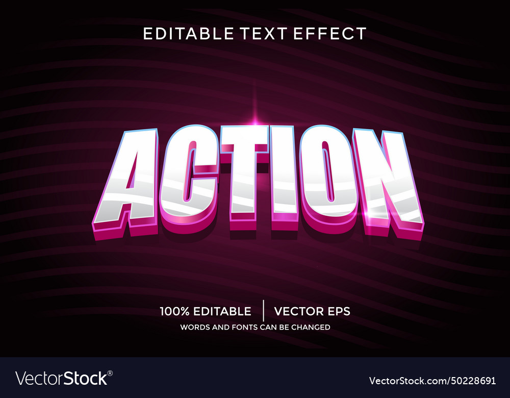 Action 3d text effect template Royalty Free Vector Image