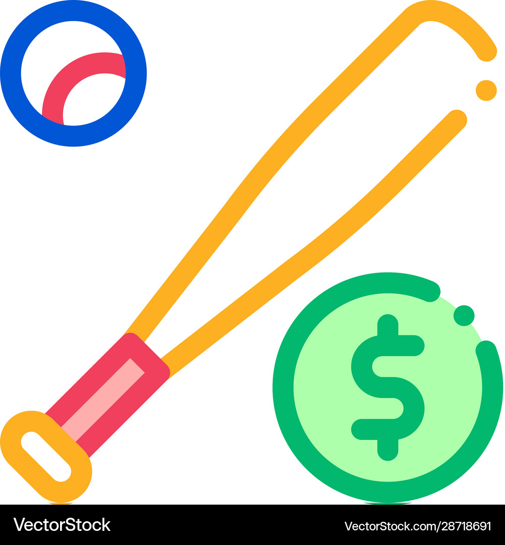 Baseball bat with ball betting icon Royalty Free Vector