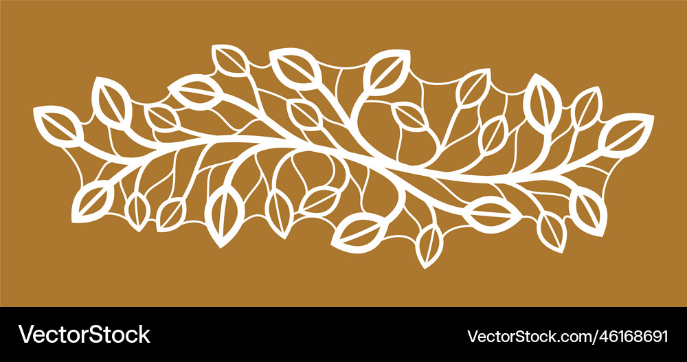 Beautiful linear floral design on dark leaves Vector Image