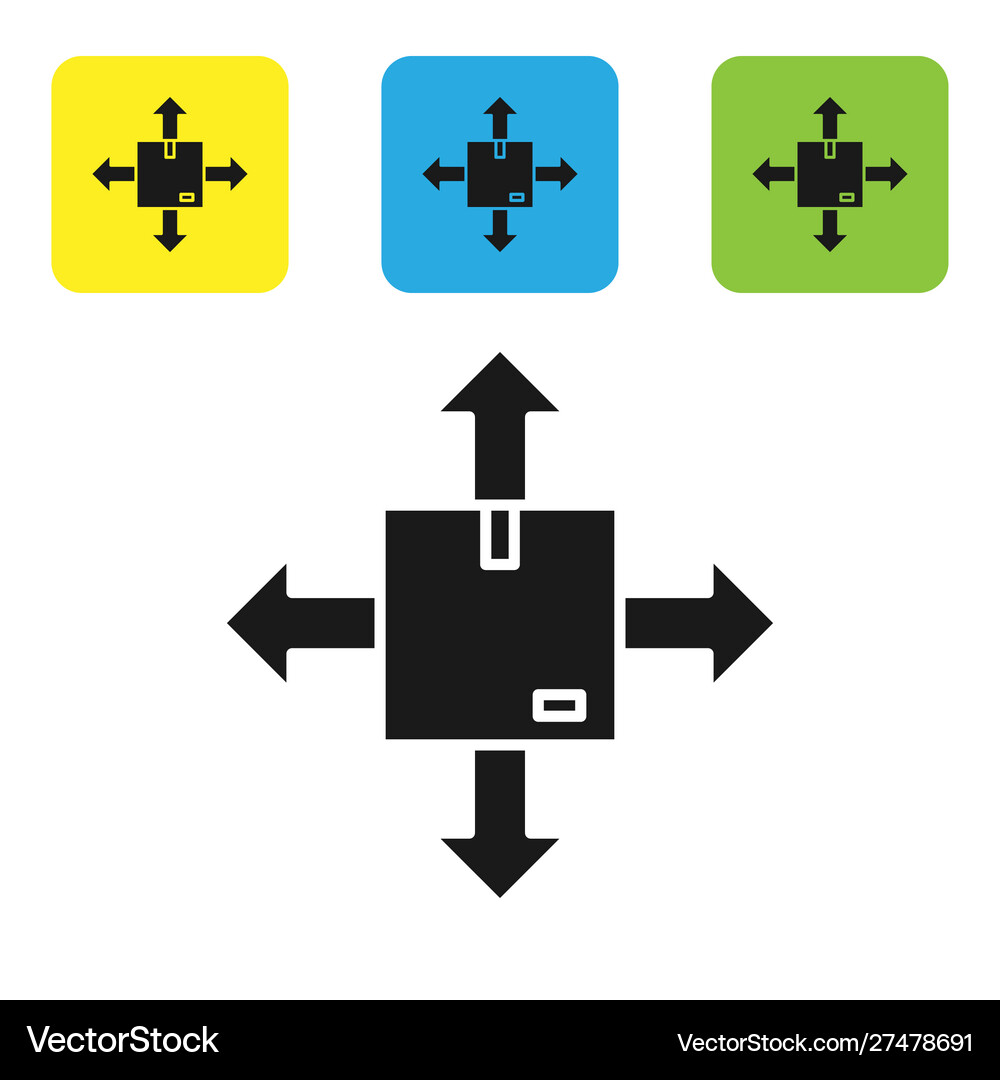 Black cardboard box with traffic symbol icon Vector Image