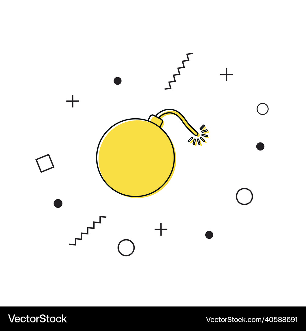 Bomb icon with geometric shapes on white Vector Image