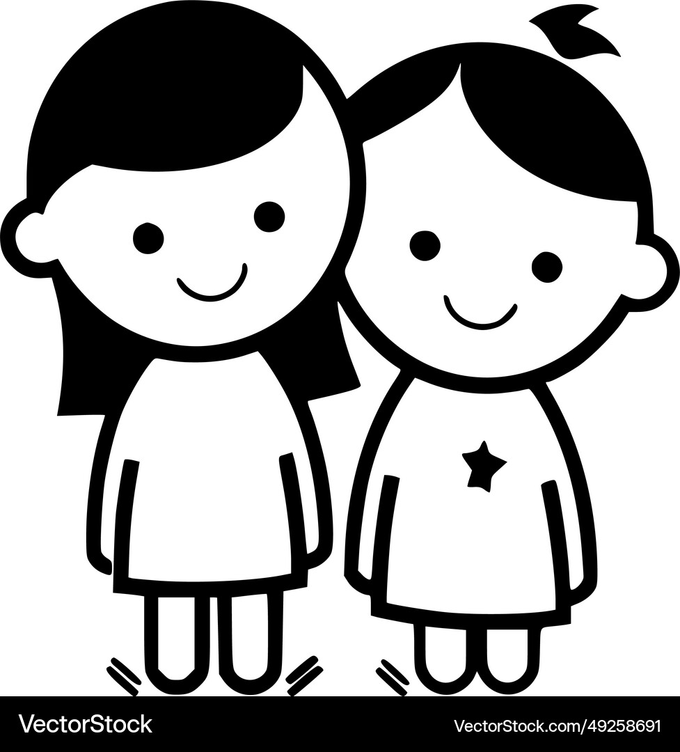 Children - black and white Royalty Free Vector Image
