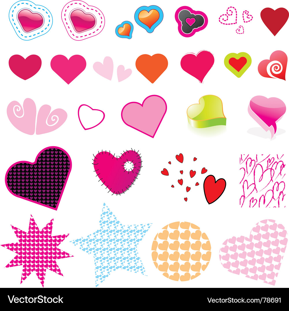 Colorful Heart Collection Royalty Free Vector Image