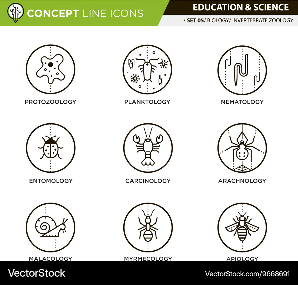 Concept line icons set 5 biology Royalty Free Vector Image