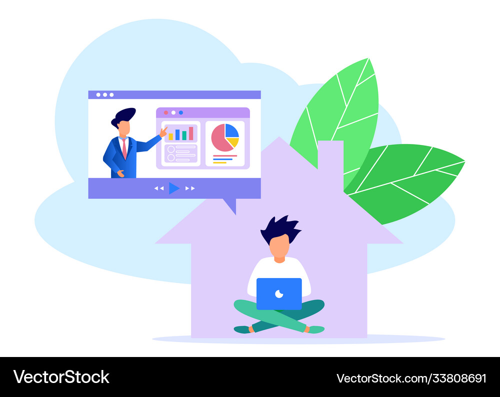 Graphic cartoon character work at home Royalty Free Vector