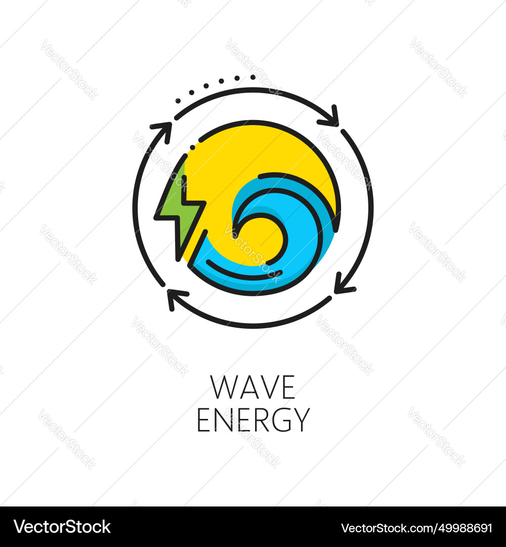 Green tidal waves power eco energy linear icon Vector Image