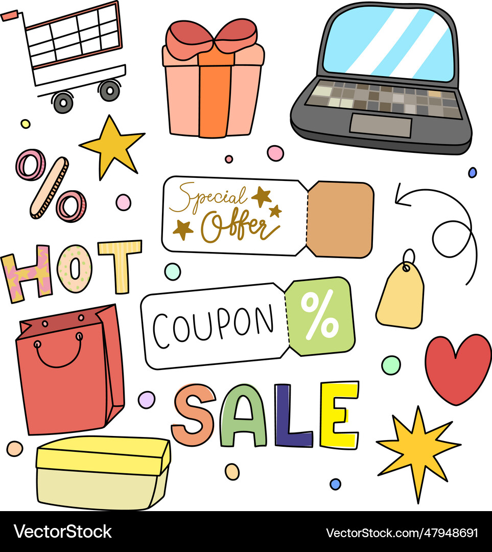 Hand drawn elements for promotion sale event Vector Image