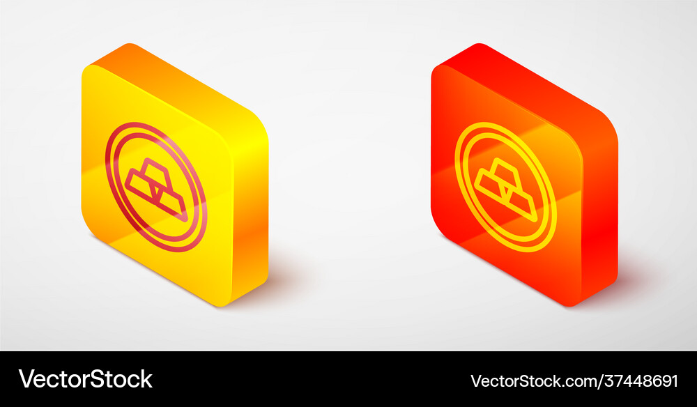 Isometric line gold bars icon isolated on grey Vector Image