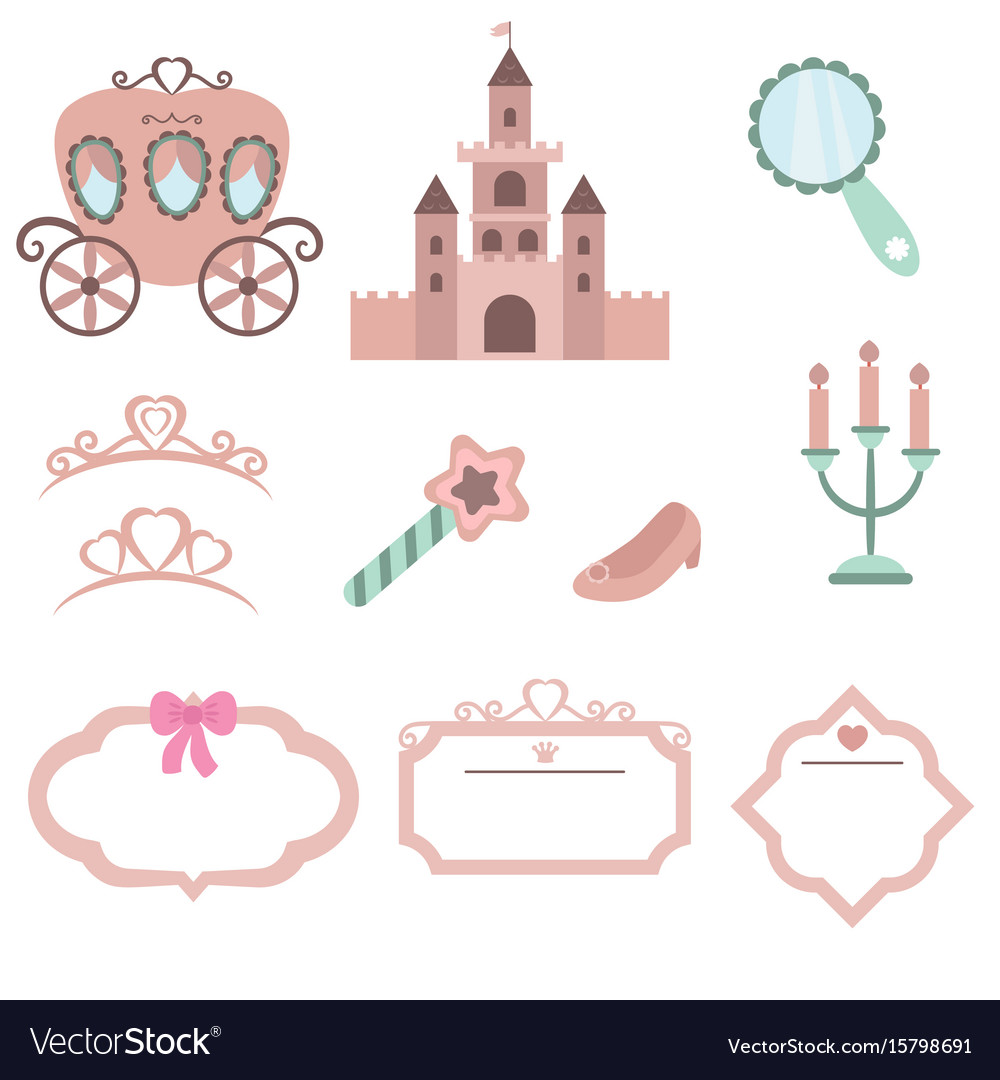 Princess design elements Royalty Free Vector Image