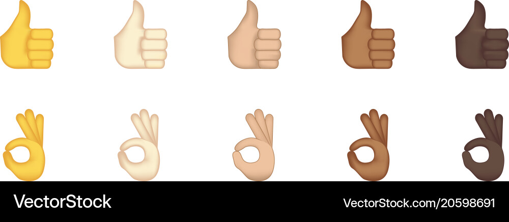 Set thumbs up and ok gesture emoticon Royalty Free Vector
