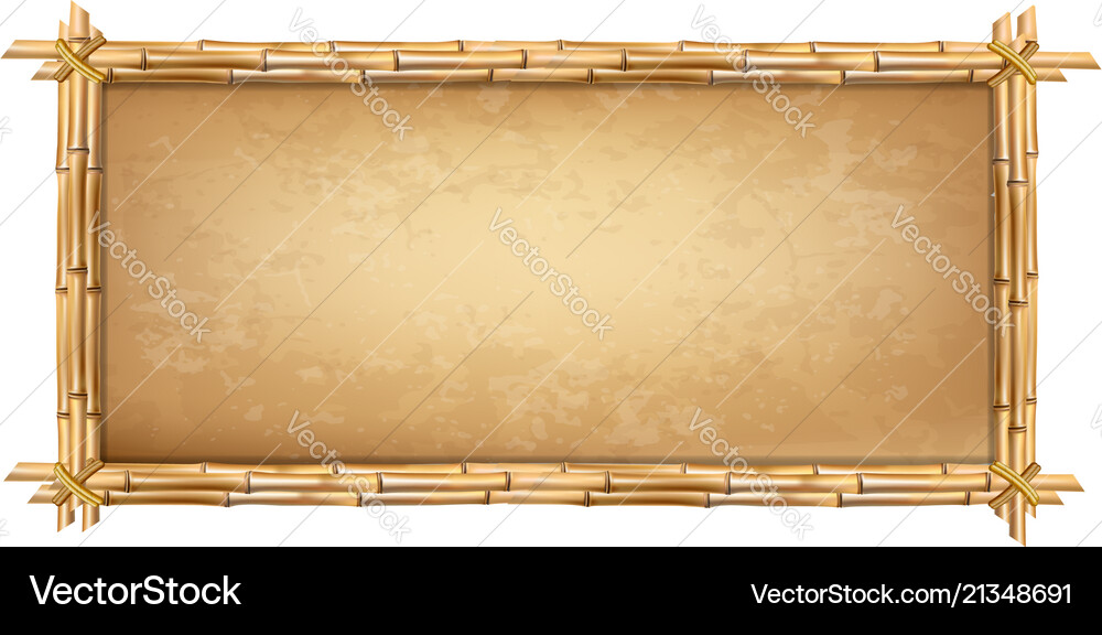 Wooden frame made brown bamboo sticks Royalty Free Vector