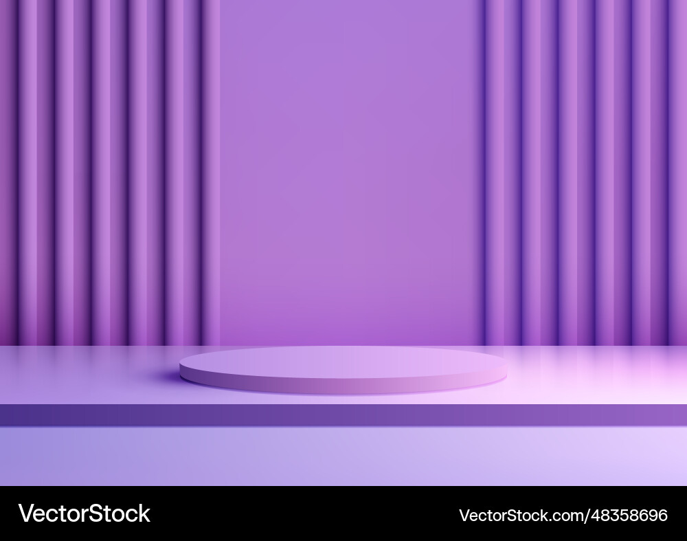 3d realistic purple podium stand on floor Vector Image