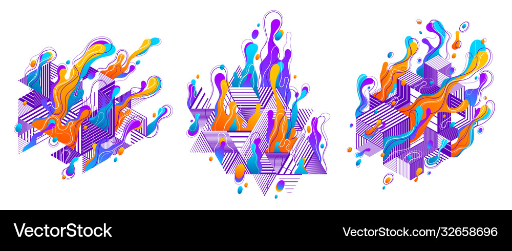 Abstract colorful lava fluids with geometric Vector Image
