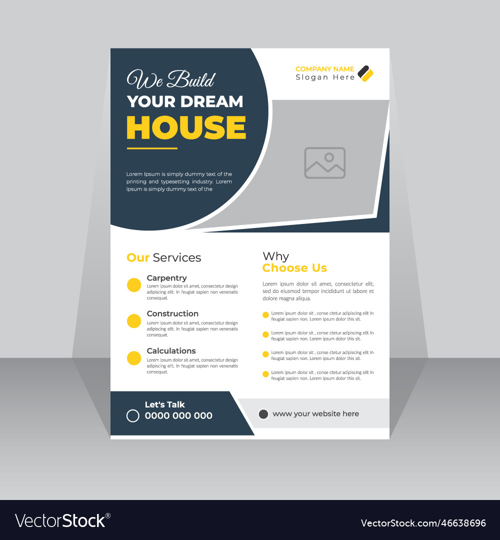 Construction flyer design template Royalty Free Vector Image