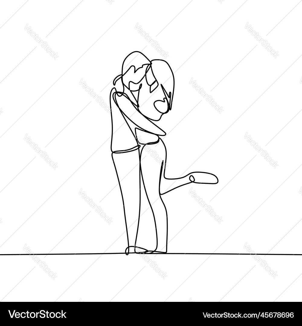 Couple in love with continuous one line drawing Vector Image