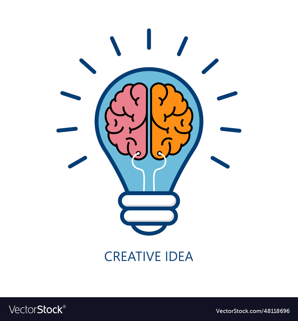 Creative idea logo with brain in light bulb Vector Image